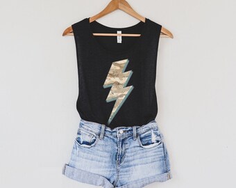 Muscle Tank Lightning Bolt - Etsy