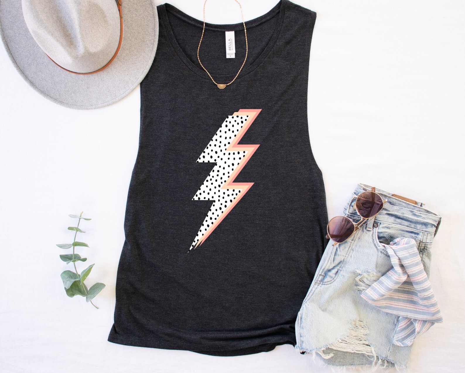 Lightning Bolt Tank Bolt Shirt Muscle Tank Women Lightning - Etsy