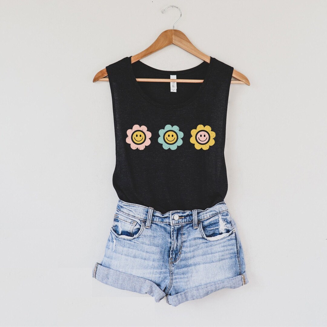 Smile Face Tank, Smile Shirt, Cute Graphic Tanks, Cute Tanks Women ...