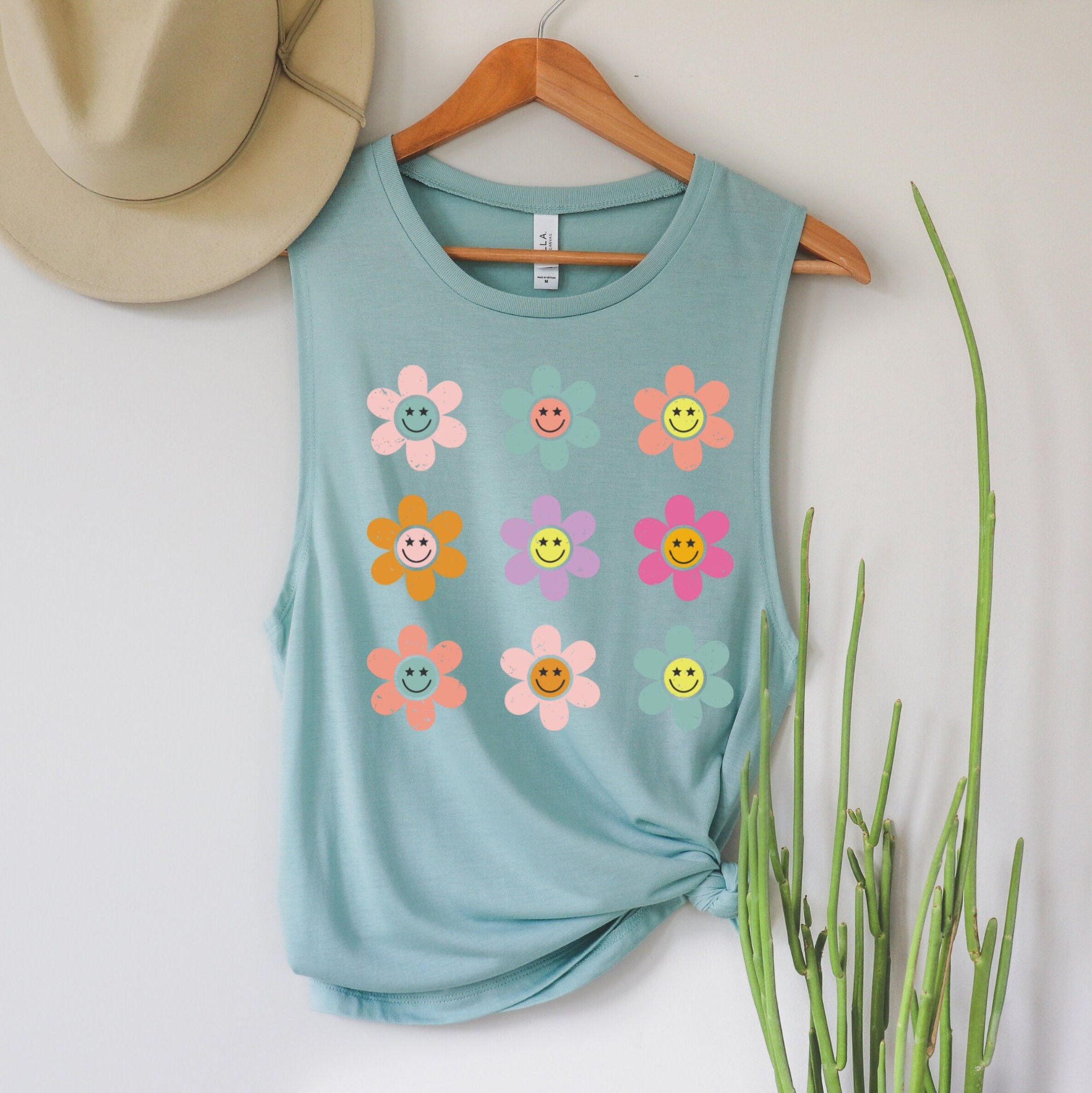 Smile Face Tank Smile Shirt Cute Graphic Tanks Cute Tanks - Etsy