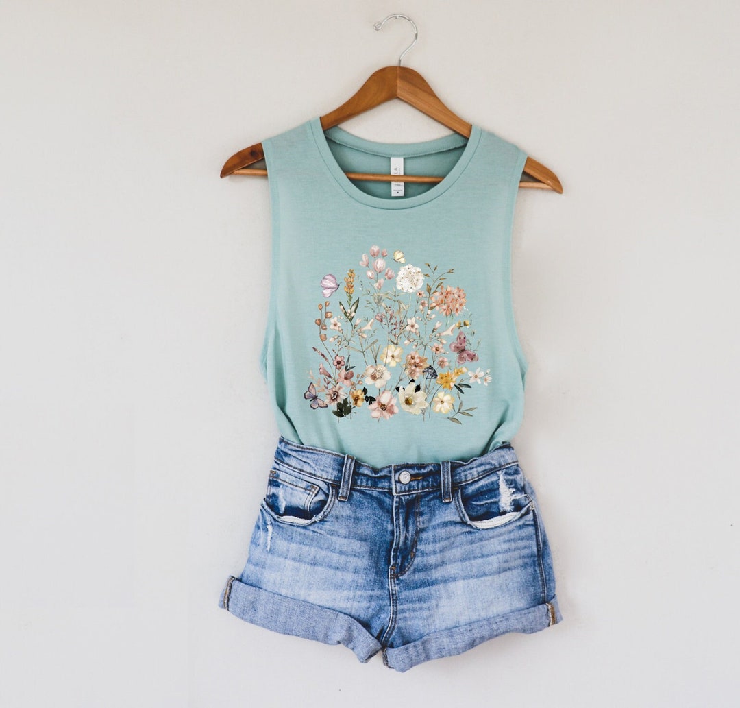 Wildflowers Tank Top, Wildflower T Shirt, Tank Tops for Women, Pressed ...