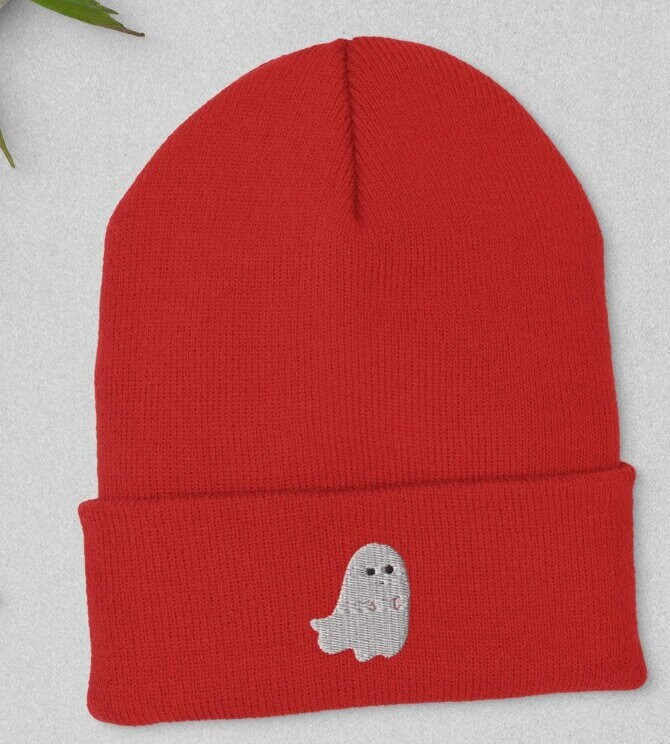 EMBROIDERED GHOST BEANIE Halloween Beanie Beanie Ghost | Etsy