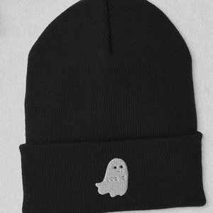 EMBROIDERED GHOST BEANIE Halloween Beanie Beanie Ghost | Etsy