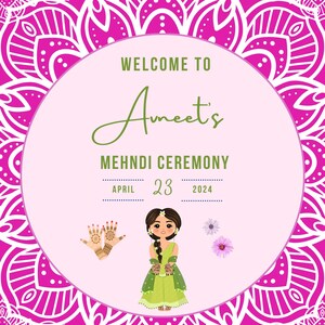 Mehndi Welcome Sign - Personalised for Any Event (hen Party ...