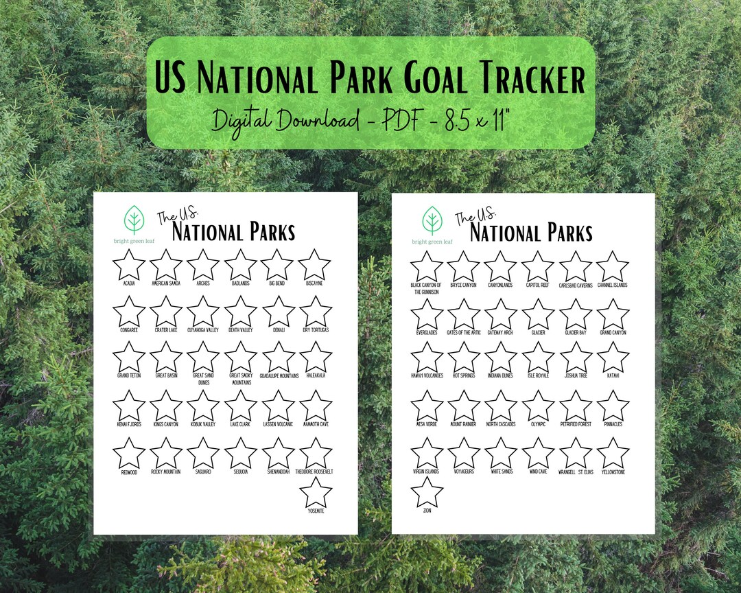 U.S. National Parks Goal Tracker Printable Instant Download - Etsy
