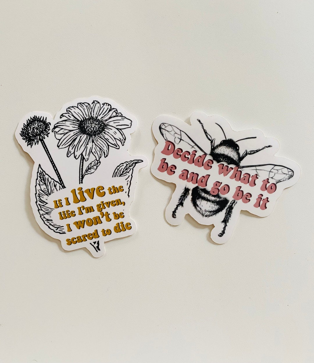 DUO STICKER PACK: Bumble Bee and Flower Vinyl Stickers, Weatherproof ...