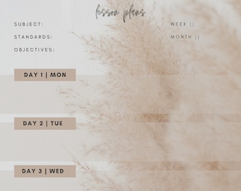 Lesson Plan Template Boho - Etsy