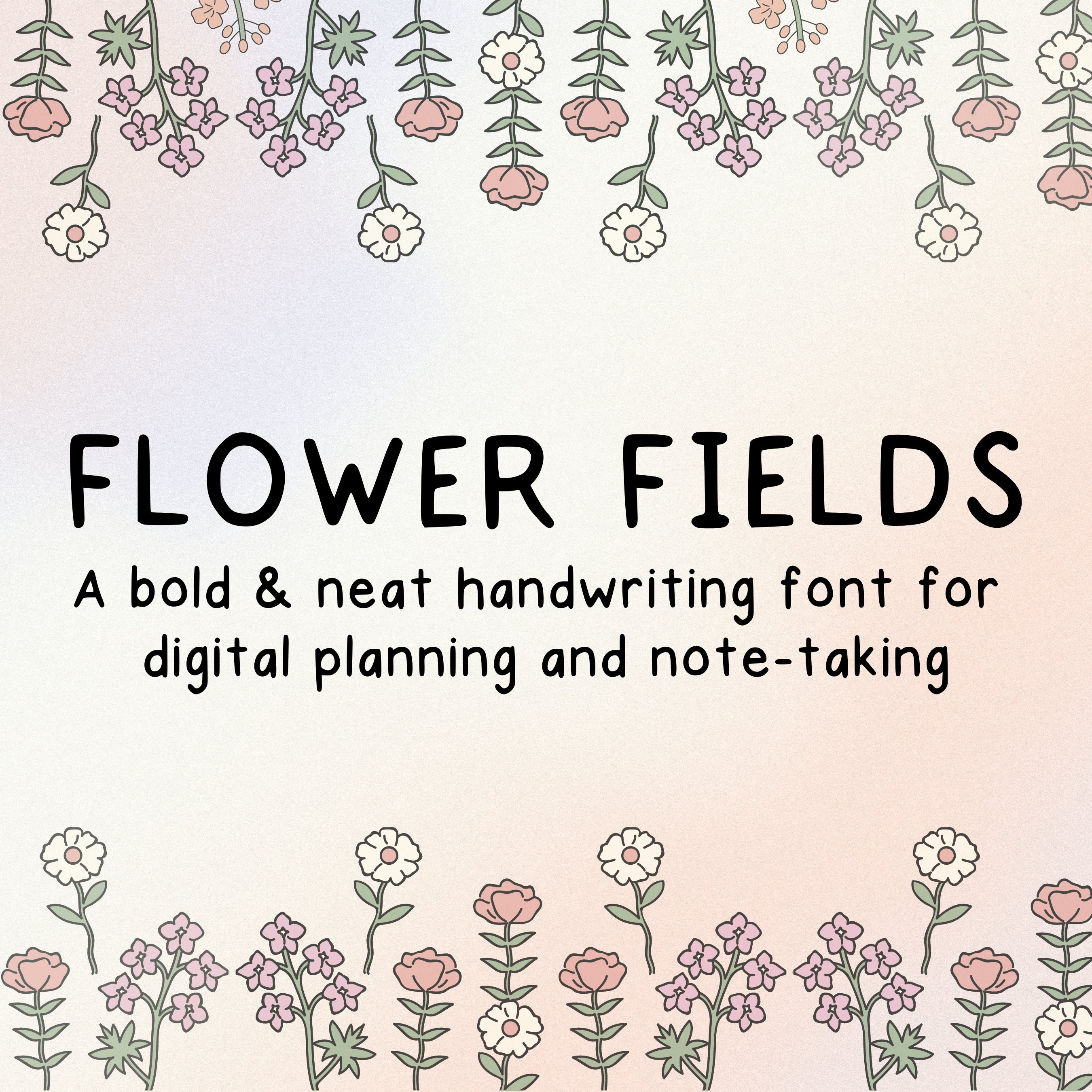 Flower Fields Font Handwriting Fonts Handwritten Fonts Bold - Etsy