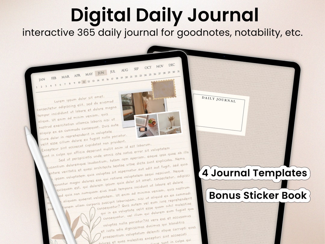 Digital Daily Journal Pages, Digital Journal for Ipad, Goodnotes and ...