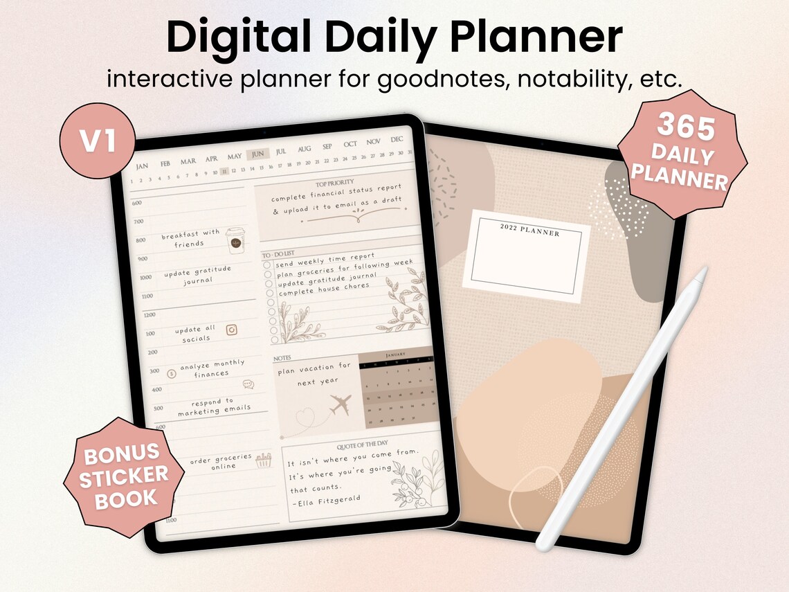 Digital Daily Planner 365 Daily Goodnotes Planner Ipad - Etsy