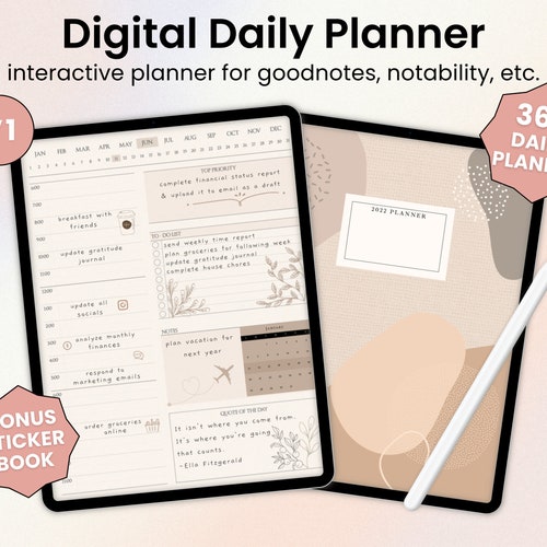 Digital Daily Planner 365 Daily Goodnotes Planner Ipad - Etsy