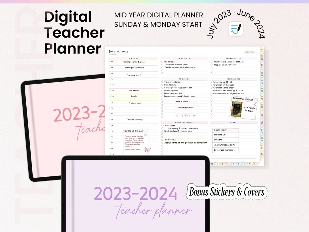 Pastel Digital Teacher Planner 2023-2024 (digital Download) - Etsy