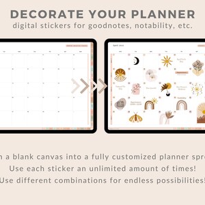 Boho Digital Stickers: Neutral Planner Stickers for Goodnotes (PNG) - Etsy