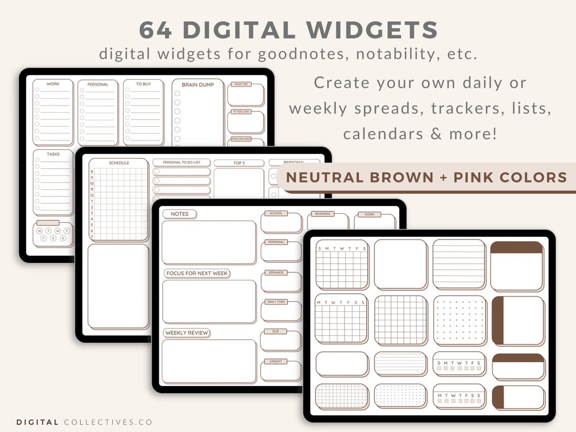 Neutral Widget Stickers for Digital Planning Everyday - Etsy