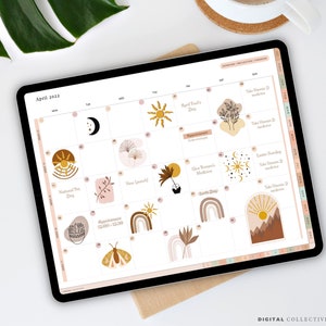 Boho Digital Stickers: Neutral Planner Stickers for Goodnotes (PNG) - Etsy