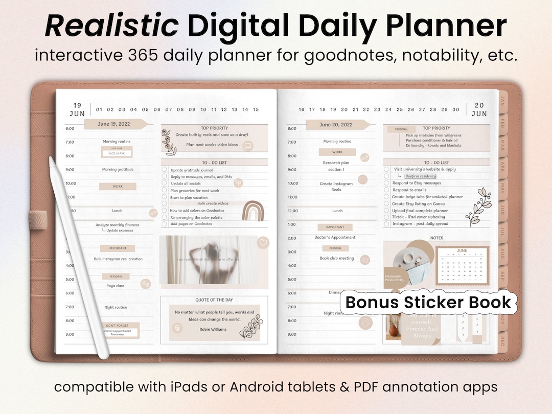 Digital Daily Planner for Goodnotes, Planner for Goodnotes, Realistic ...