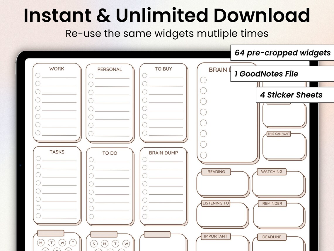 Neutral Widget Stickers for Digital Planning Everyday - Etsy