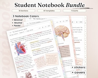 Student Digital Notebook Hyperlinked Notetaking Templates Planner ...