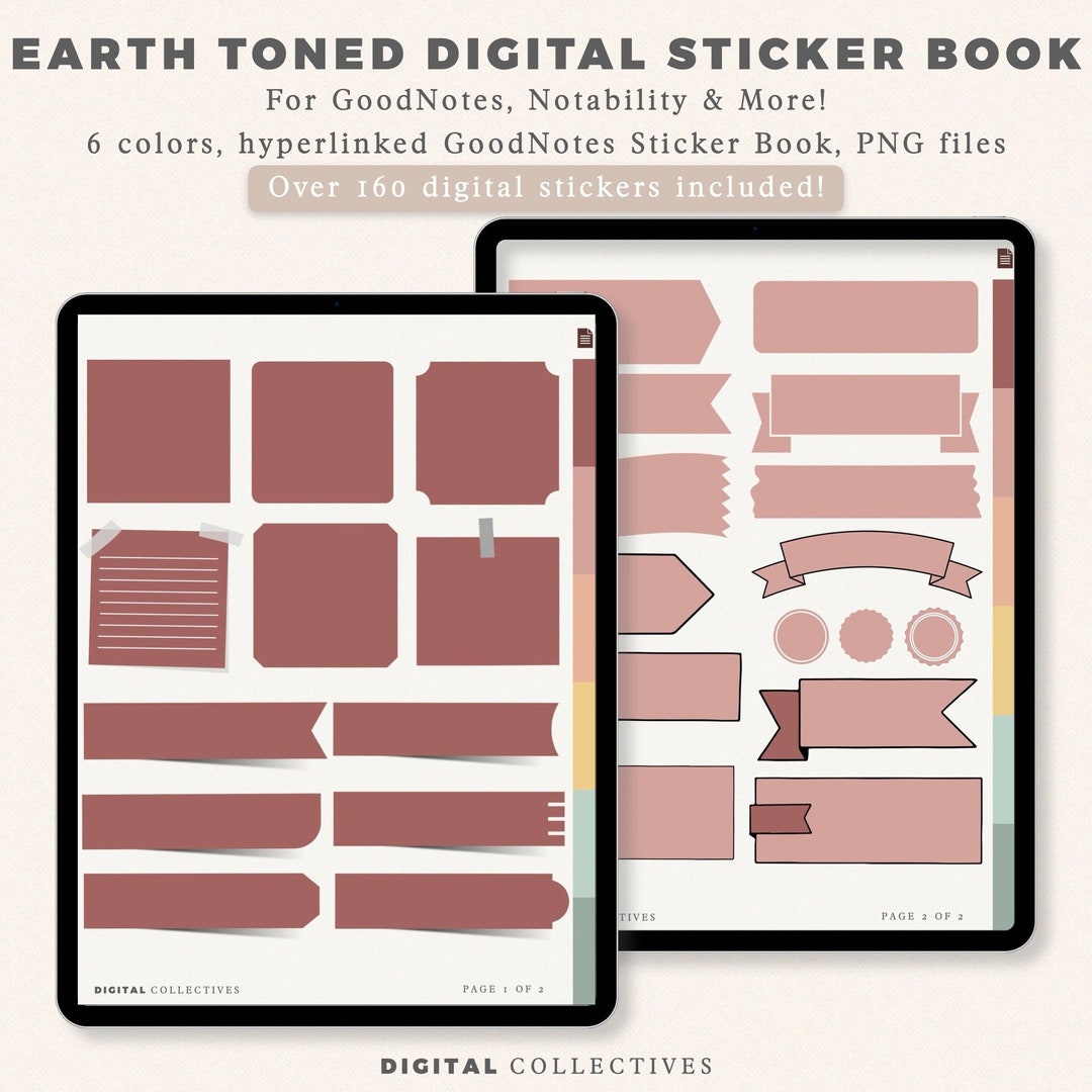 Earth Toned Digital Stickers: Goodnotes Planner Widgets (digital ...