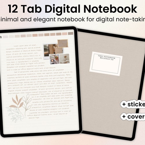 Minimalist Digital Notebook With Tabs for Ipad Goodnotes - Etsy