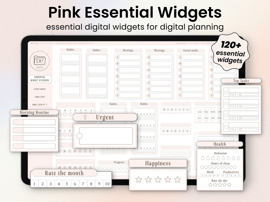 Pink Digital Planner Widgets: Goodnotes, iPad (digital Download) - Etsy