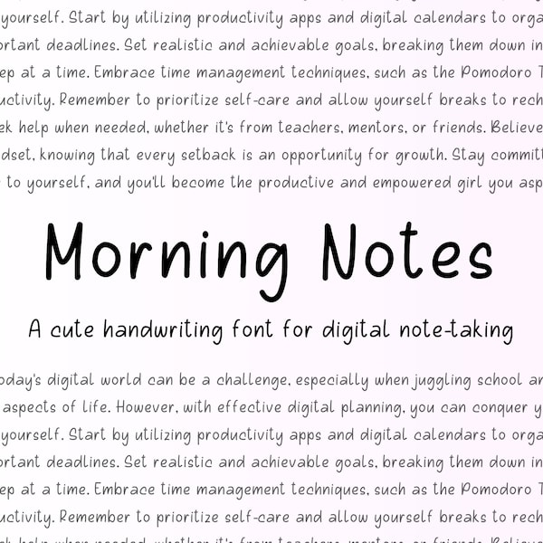 Cute and Neat Handwritten, Digital Notes and Digital Planning, Font - Etsy