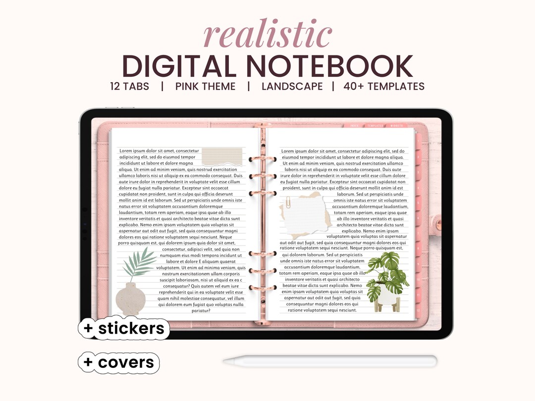 Digital Notebook for Ipad, 12 Tabs Notebook, iPad Realistic Notebook ...