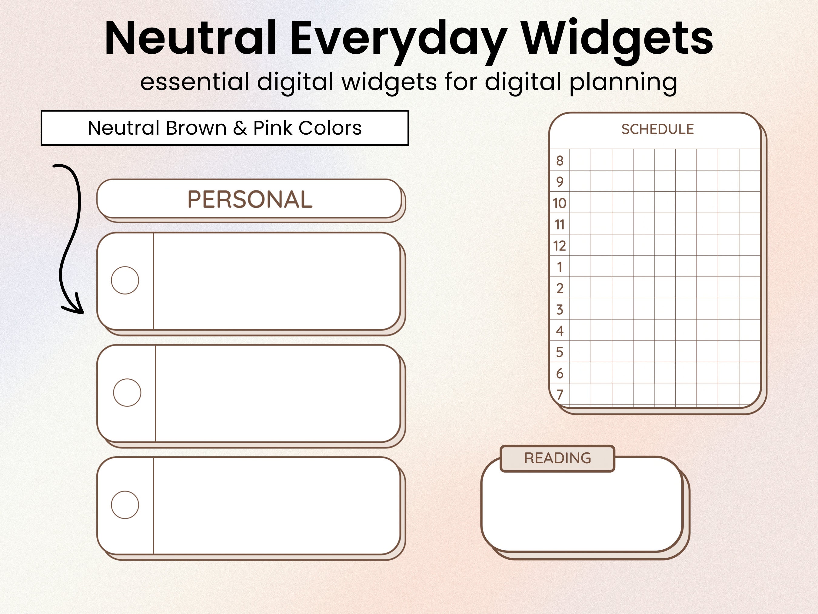 Neutral Widget Stickers for Digital Planning Everyday - Etsy