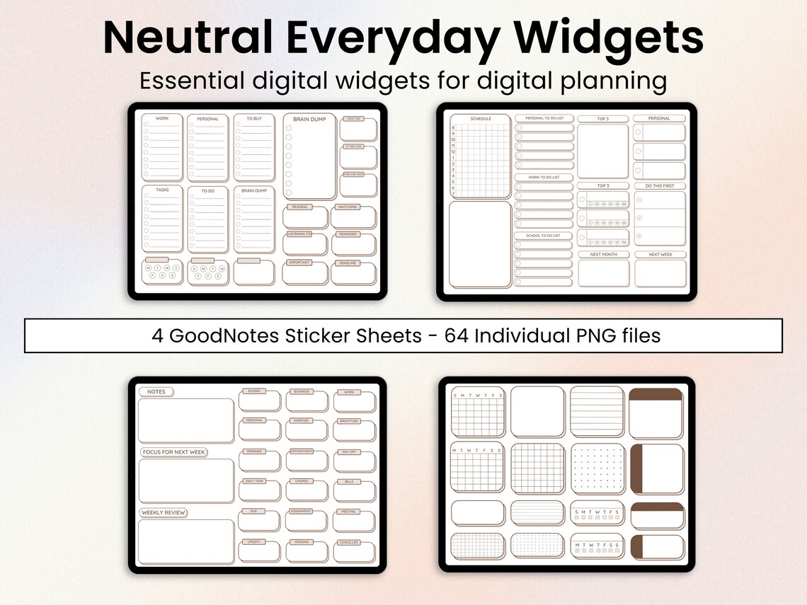 Neutral Widget Stickers for Digital Planning Everyday - Etsy