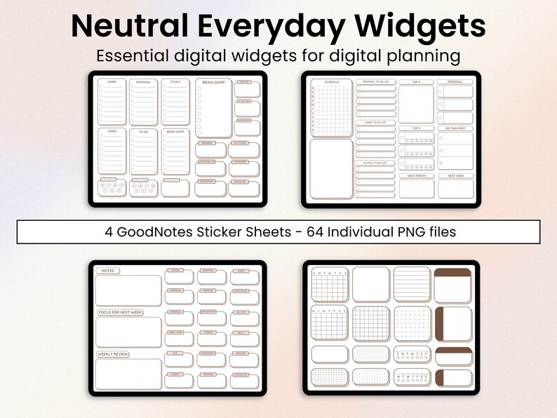 Neutral Widget Stickers for Digital Planning Everyday - Etsy