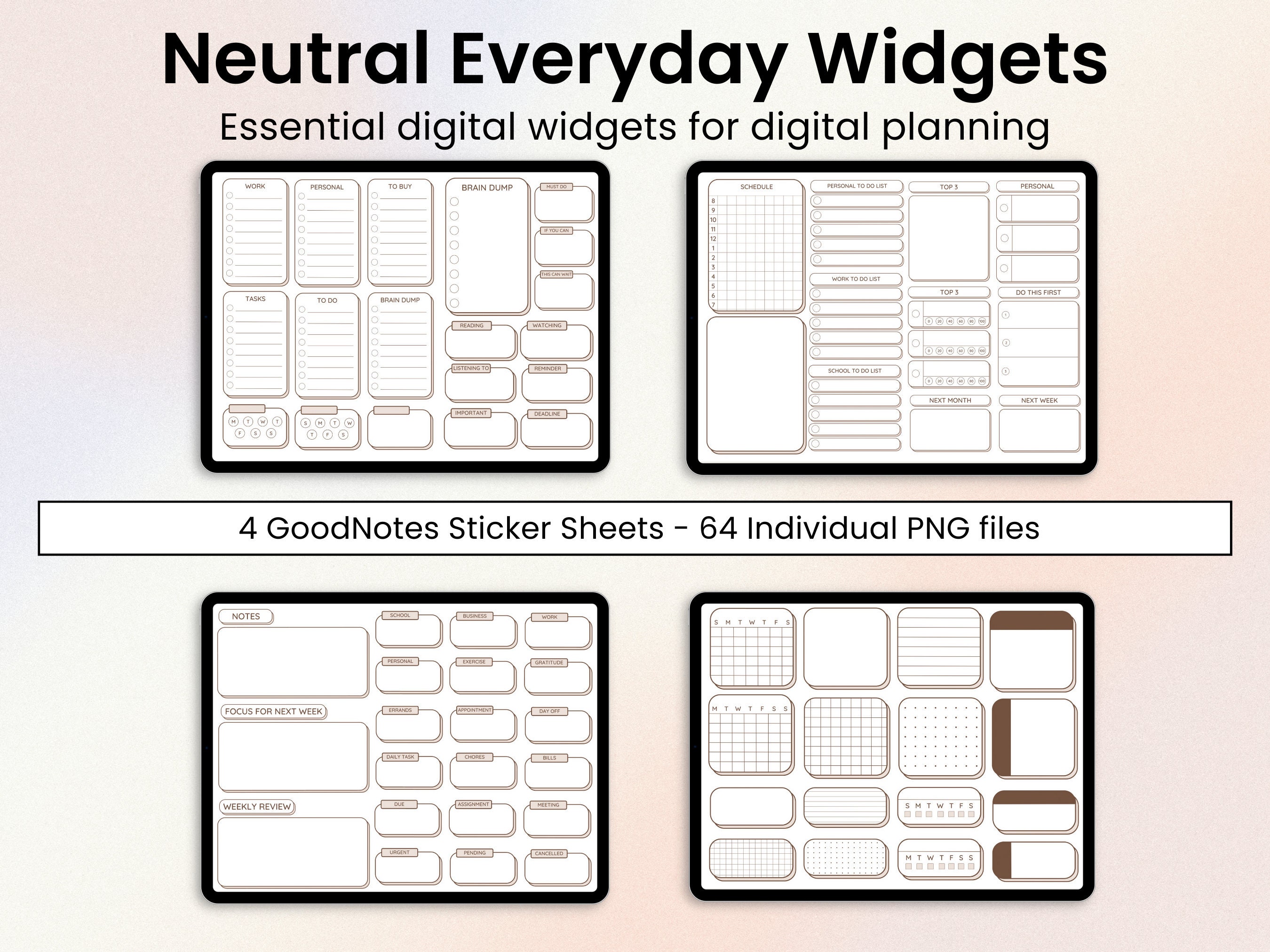 Neutral Widget Stickers for Digital Planning Everyday - Etsy