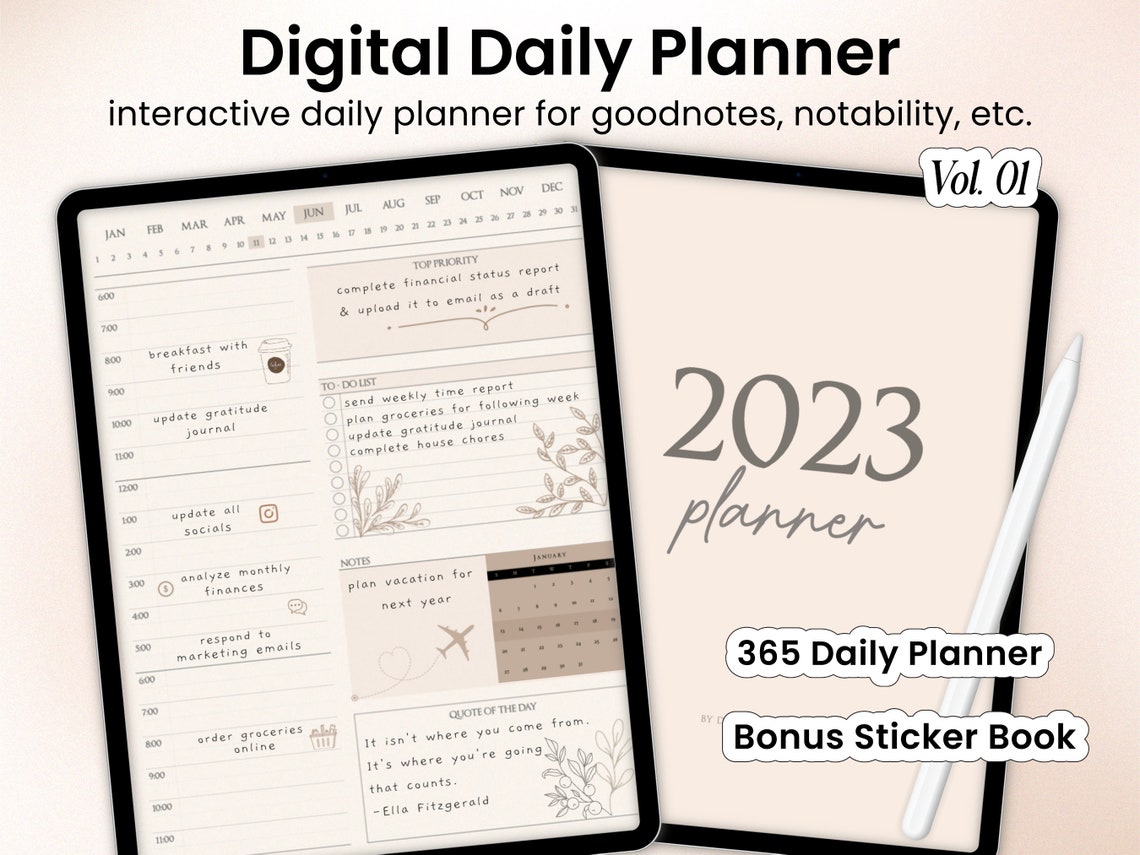 Digital Daily Planner 365 Daily Goodnotes Planner Ipad - Etsy