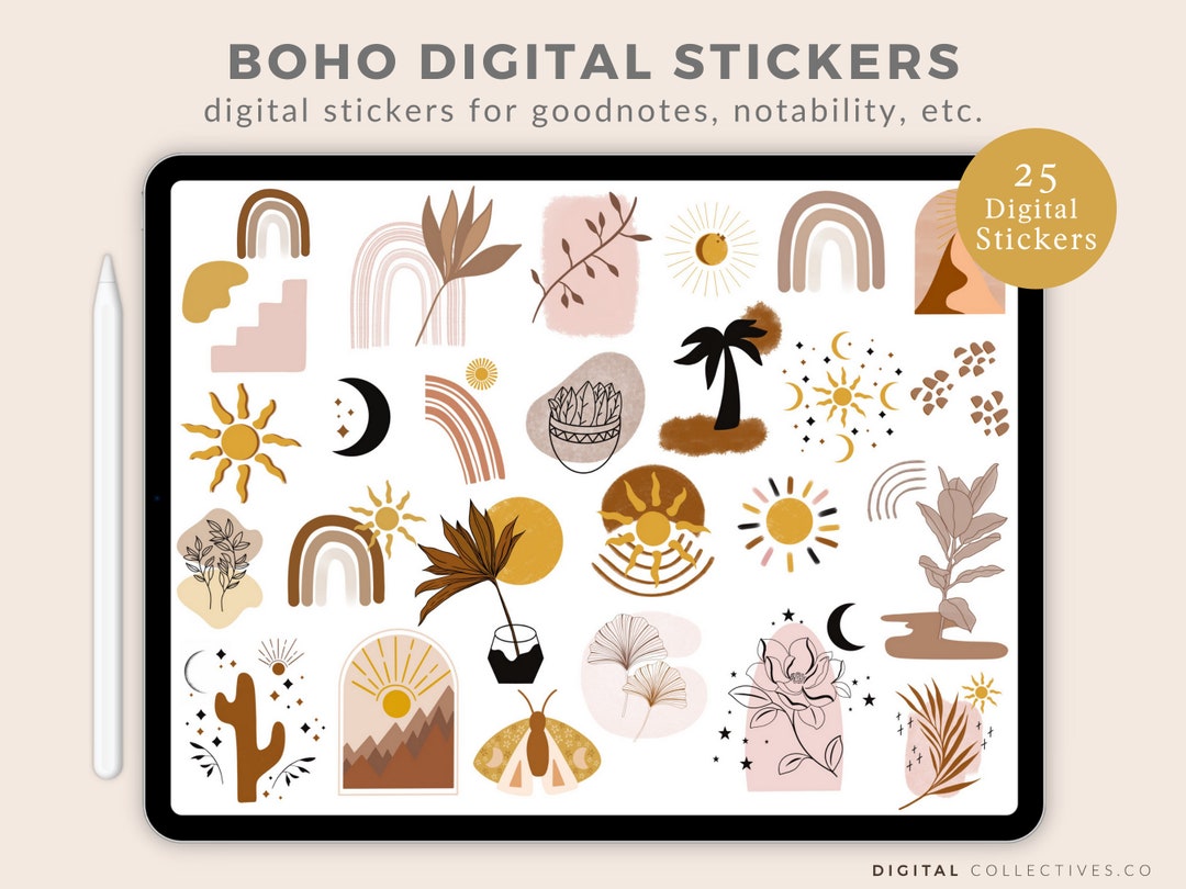 Boho Digital Stickers | Digital Planner Stickers | Notability Goodnotes ...