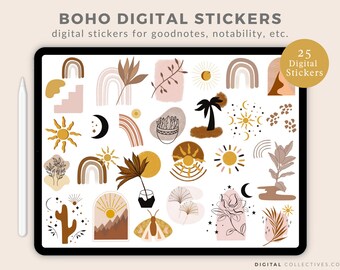 Aesthetic DIGITAL STICKERS, Digital Quote Stickers, Neutral Boho ...
