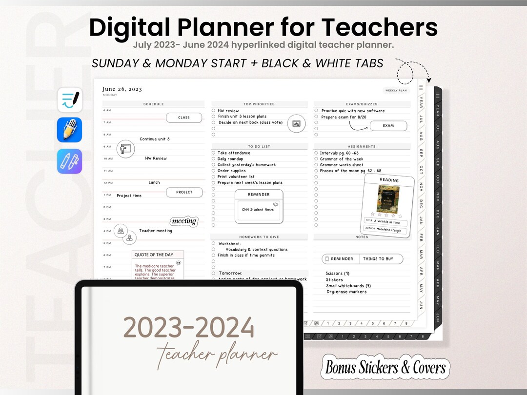 Digital Teacher Planner 2022-2023, Daily Teacher Planner, Academic ...