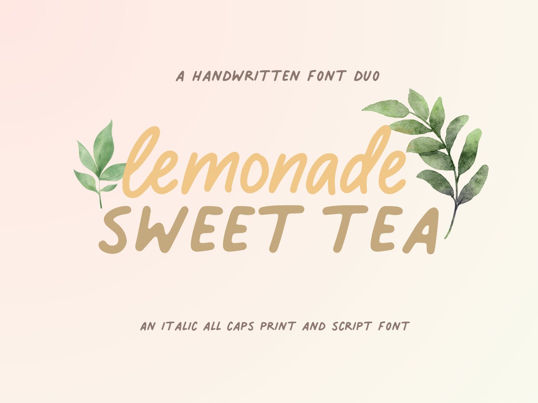 Lemonade Sweet Tea Handwritten Font Duo, Handwriting Fonts, Handwritten ...