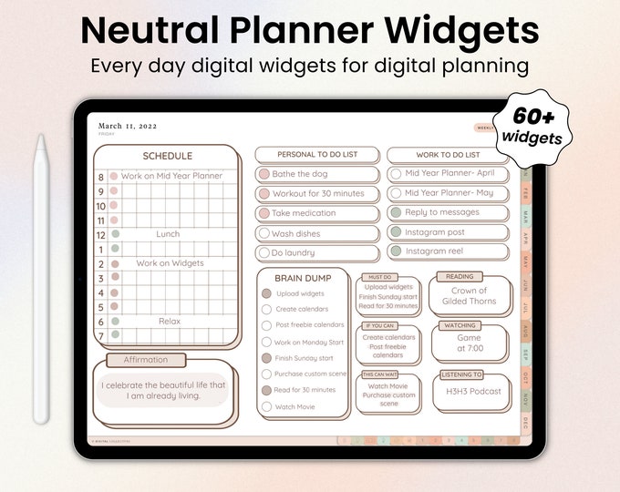 Creamy Widgets Sticker Pack Goodnotes5 Pre-cropped Widgets Stickers ...