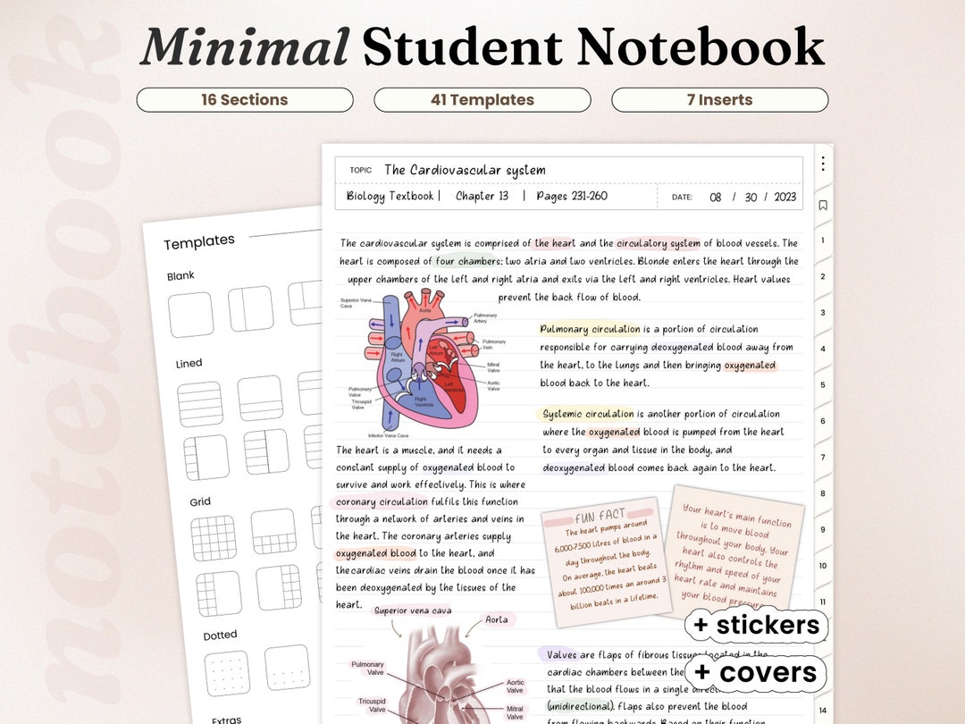Minimalist Digital Notebook: Student Notetaking Templates (PDF) - Etsy