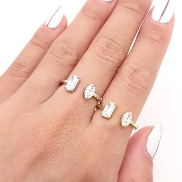 TWO STONE RING - Etsy