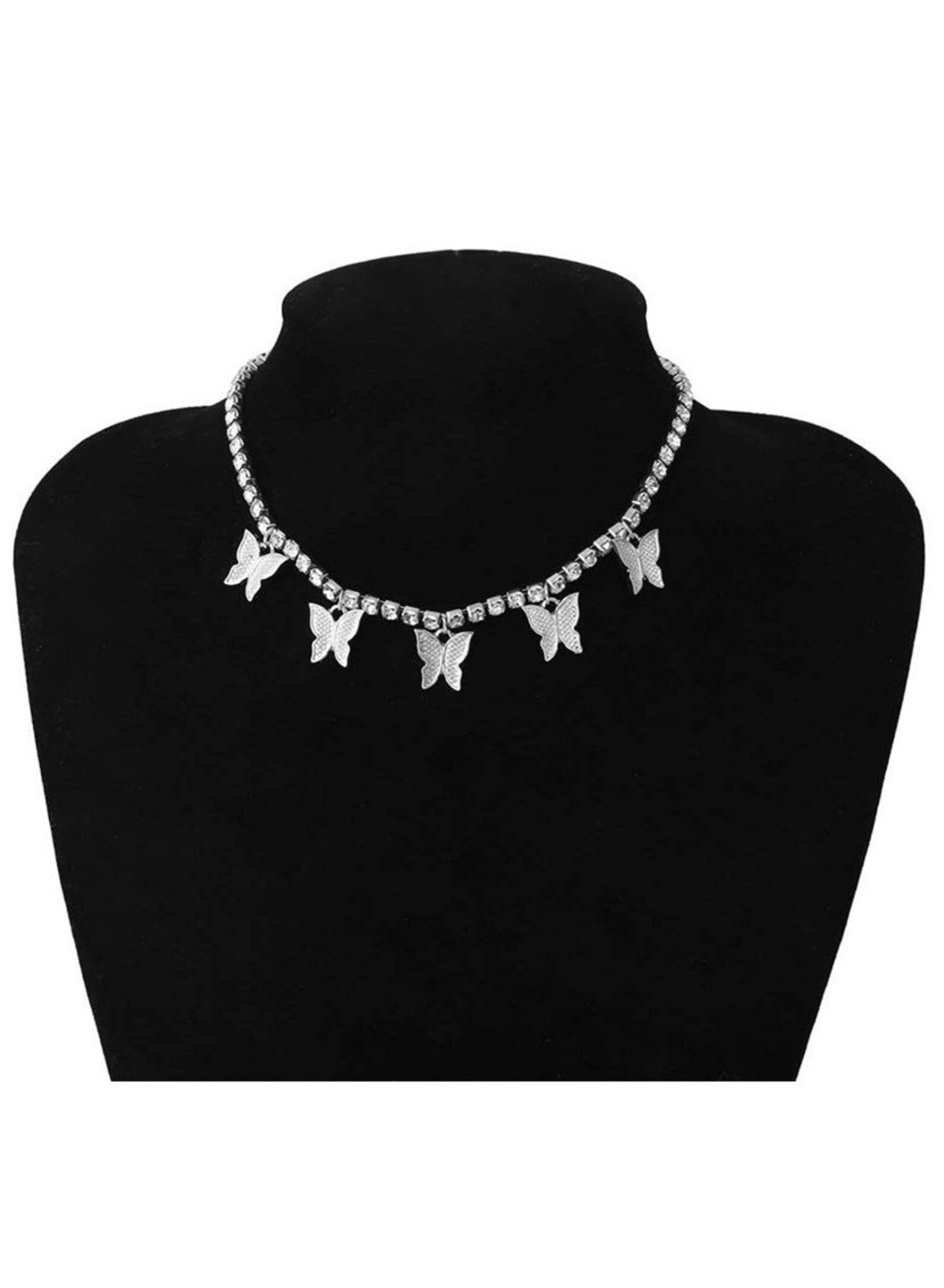 BUTTERFLY CHAIN NECKLACE Butterfly Choker Bling Iced Butterfly Necklace ...
