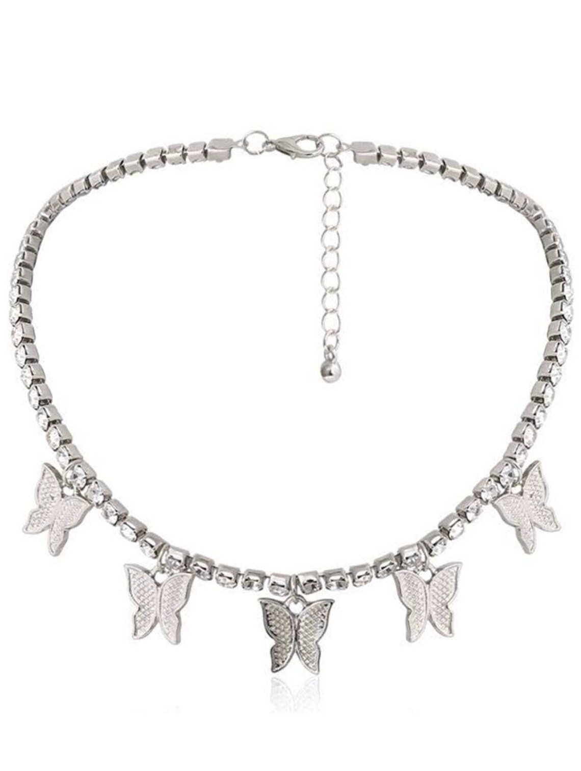 BUTTERFLY CHAIN NECKLACE Butterfly Choker Bling Iced Butterfly Necklace ...