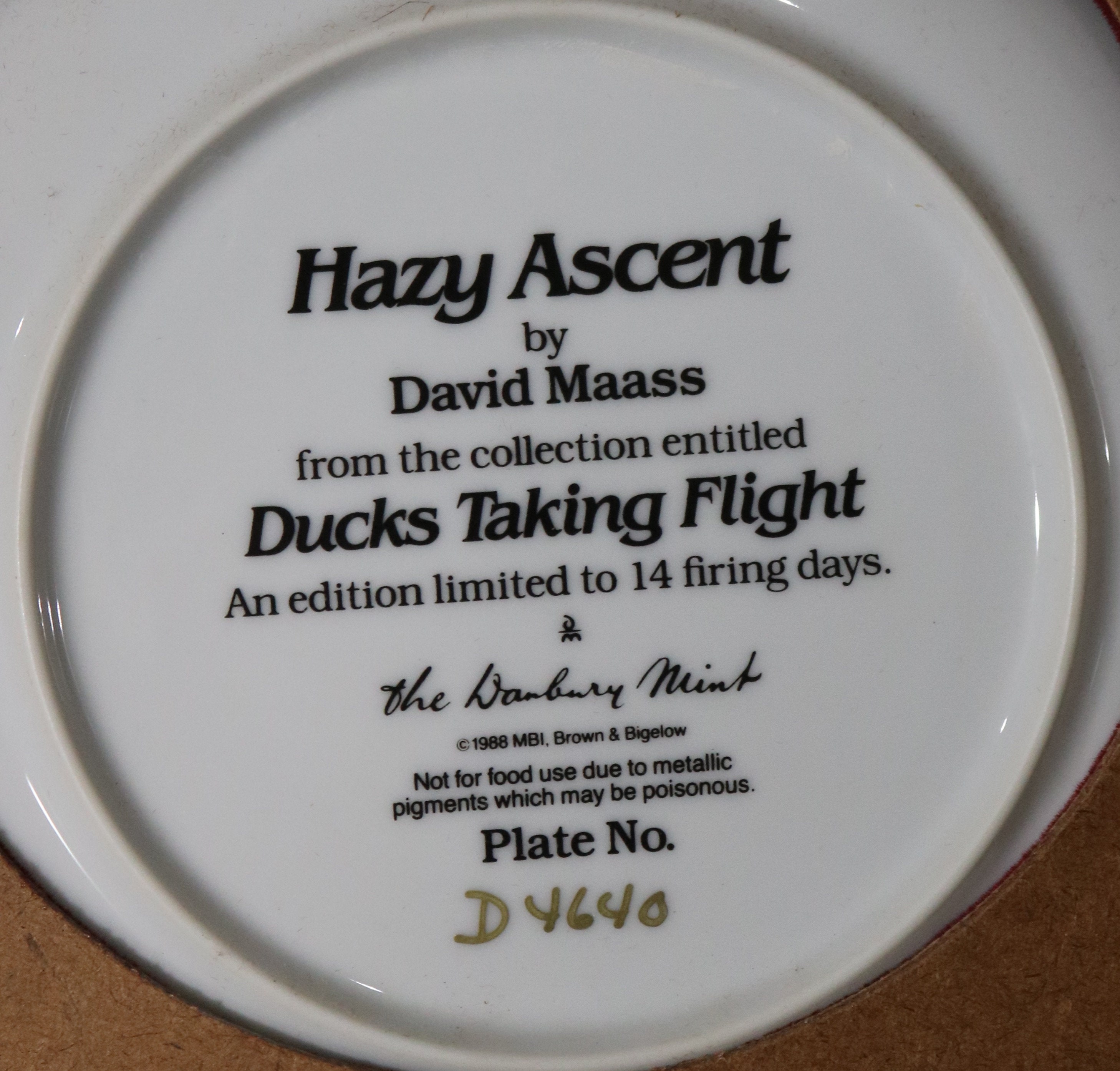Vintage 1988 Mallard Plate by David Maass From the Collection Titled ...