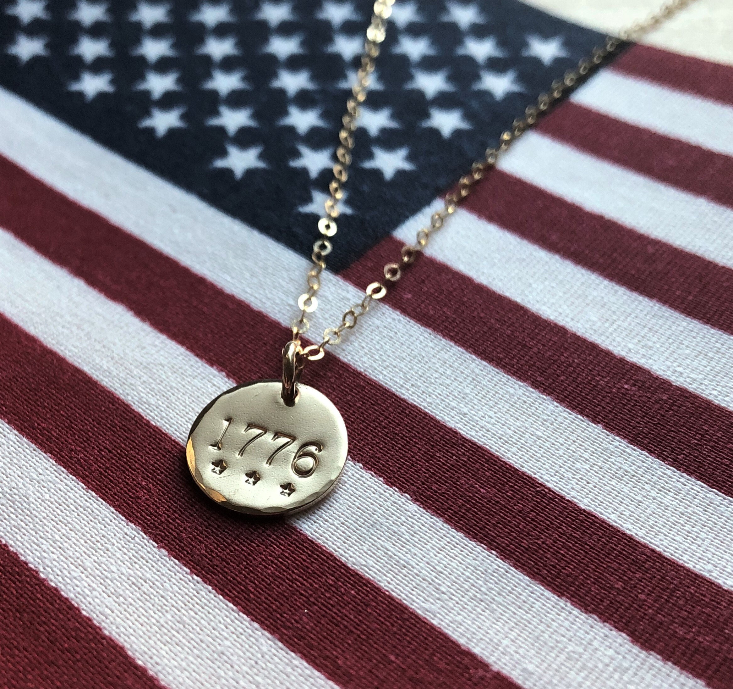 1776 Gold Filled Necklace for Women Patriotic Necklace America - Etsy
