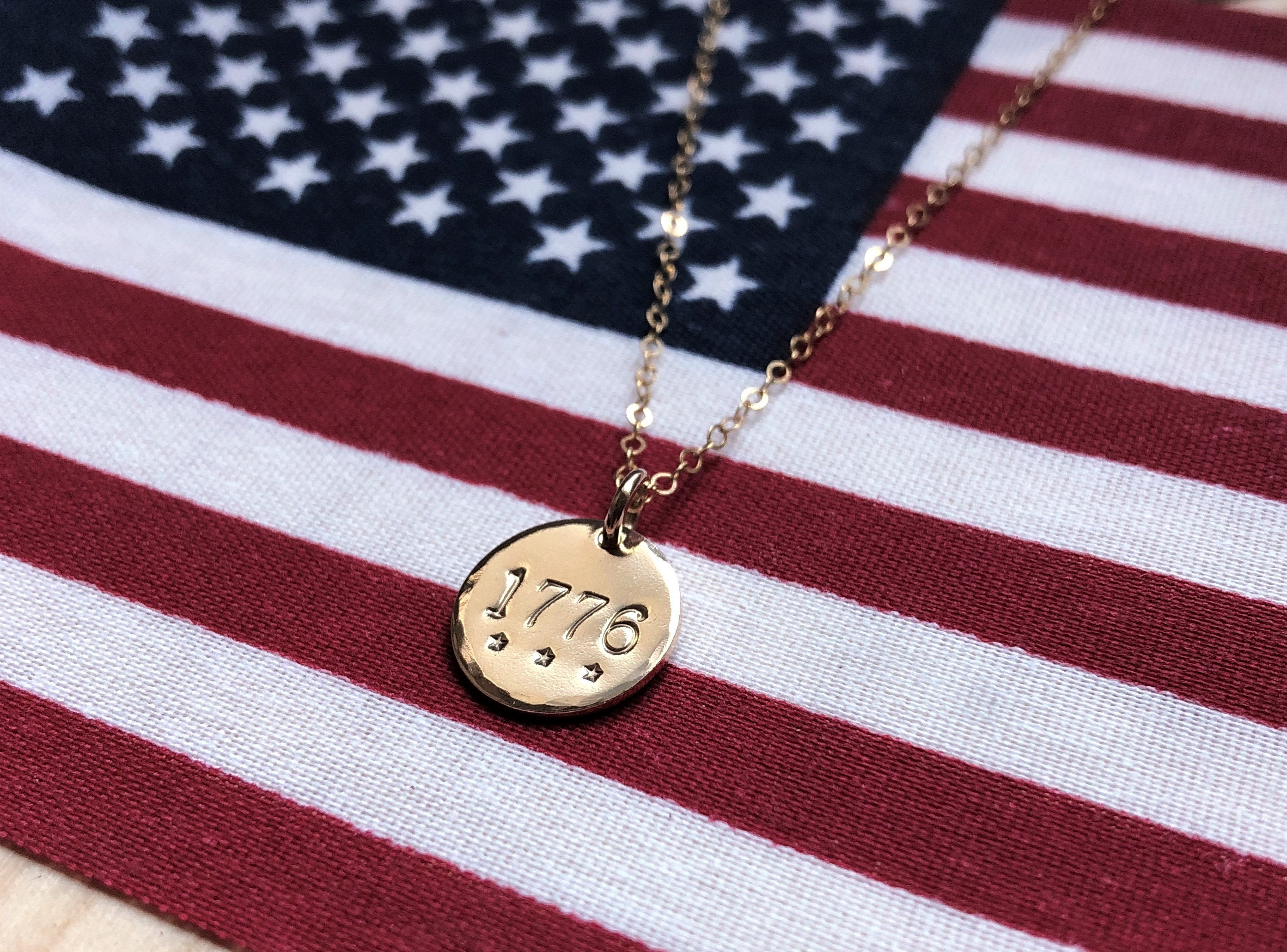 1776 Gold Filled Necklace for Women Patriotic Necklace America - Etsy