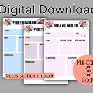While You Were Out Printable Digital Download Substitute - Etsy