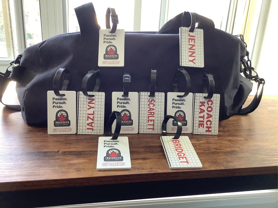 Set of 10 Team Bag Tags Custom Made Sport Tags Double Sided Made to ...