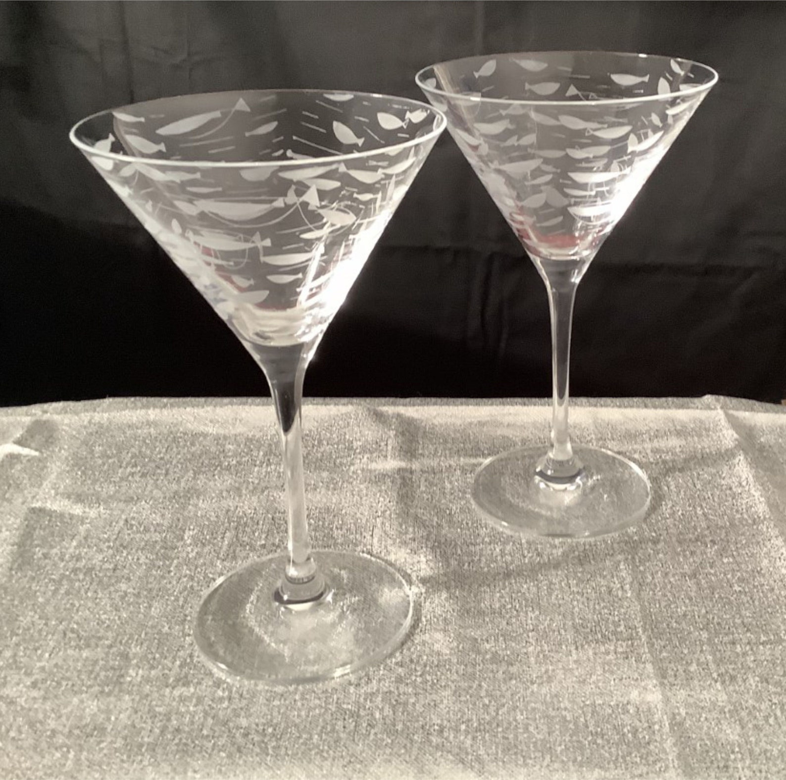 Mid Century Modern Styled Fish Martini Glasses 10 oz. Set | Etsy