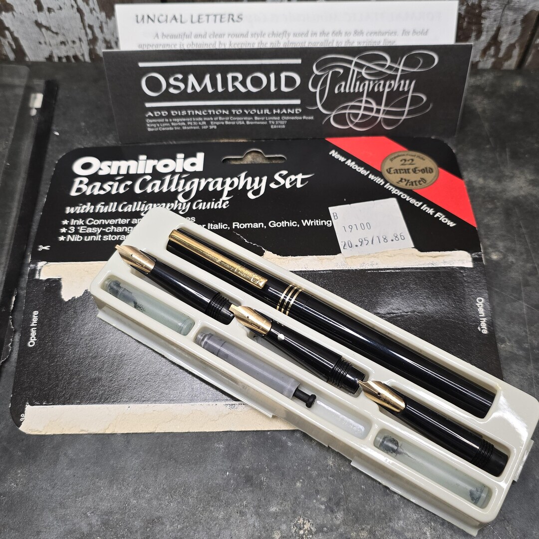 Osmiroid Calligraphy Fountain Pen Set - Vintage Made in England - 22K ...