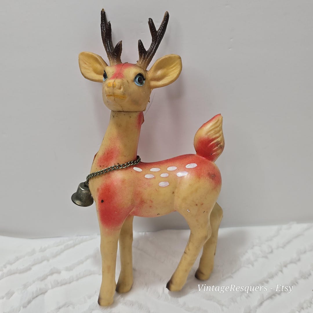 Vintage Rubber Reindeer Signed Japan Featuring Big Blue Eyes and ...