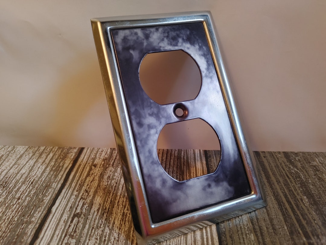 Vintage Wall Outlet Plug Socket Plate Cover - Metal Mid Century ...